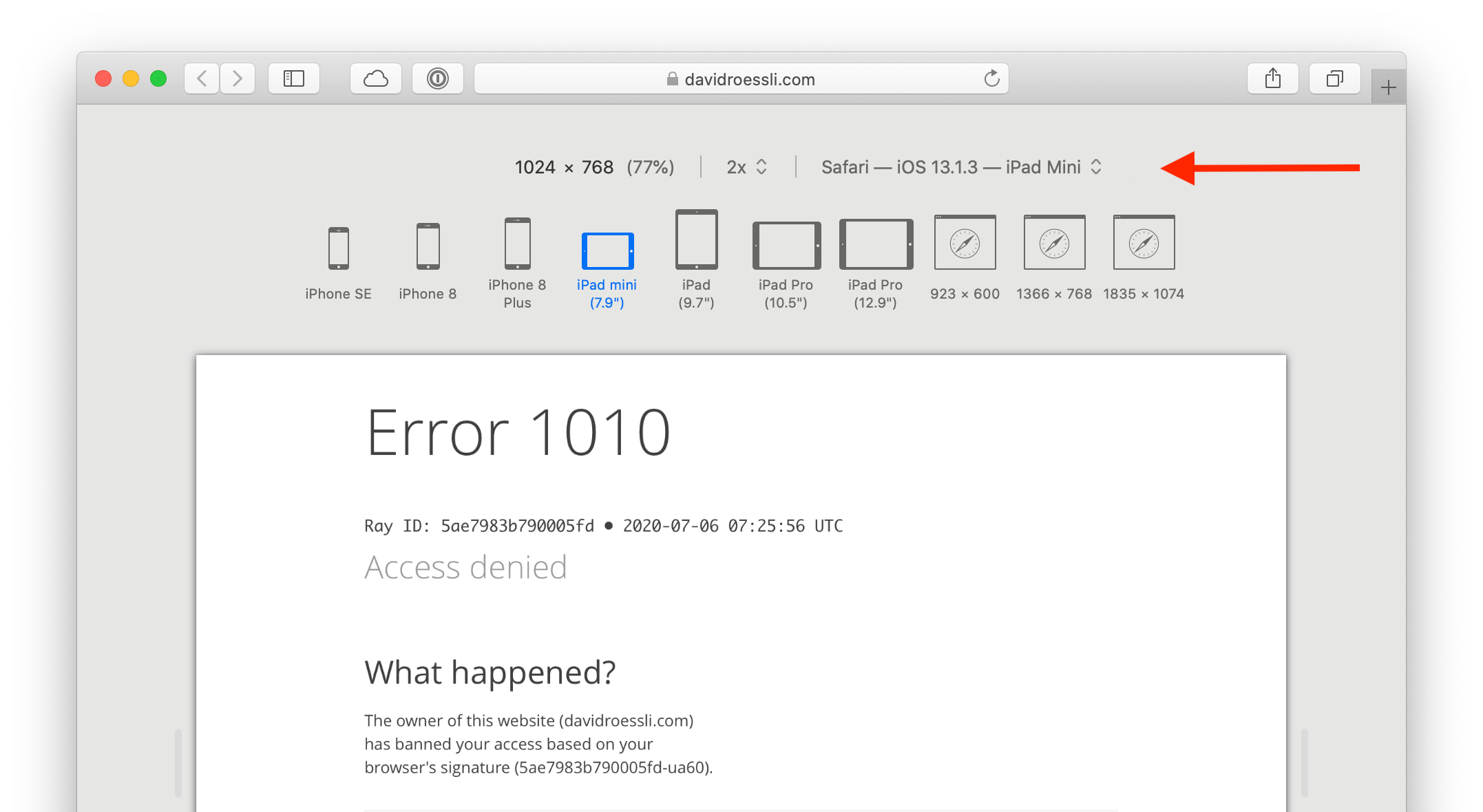 Safari s Responsive Design Mode Triggers Cloudflare Error 1010 David Safari s Responsive Design Mode Triggers Cloudflare Error 1010 David